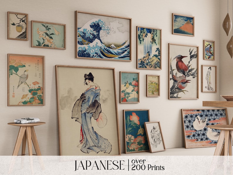 Maximalist Japanese Wall Art, Eclectic Vintage Gallery Wall Set ...