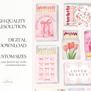 Watercolor Matchbox Print, Trendy Pink Aesthetic Wall Art (digital ...