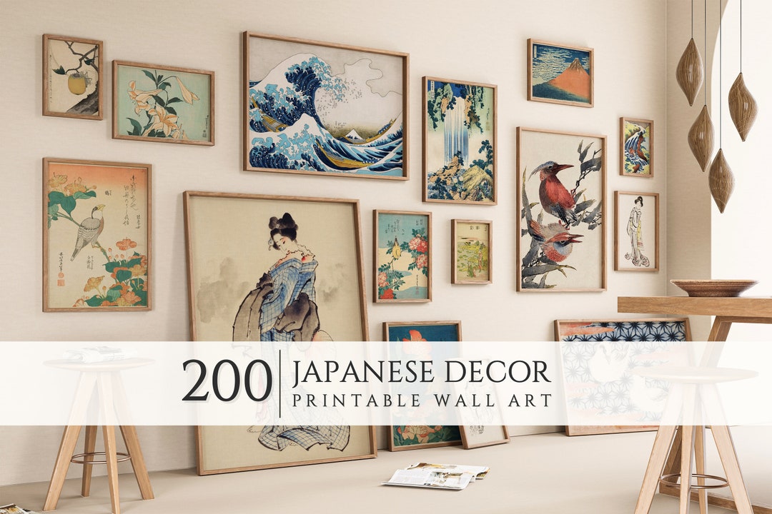 Maximalist Japanese Wall Art, Eclectic Vintage Gallery Wall Set ...