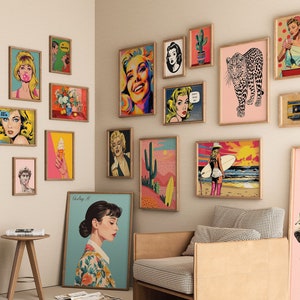 300 Retro Pop Art Wall Collage Kit, Vintage Pop Art Photos Prints, Pop ...