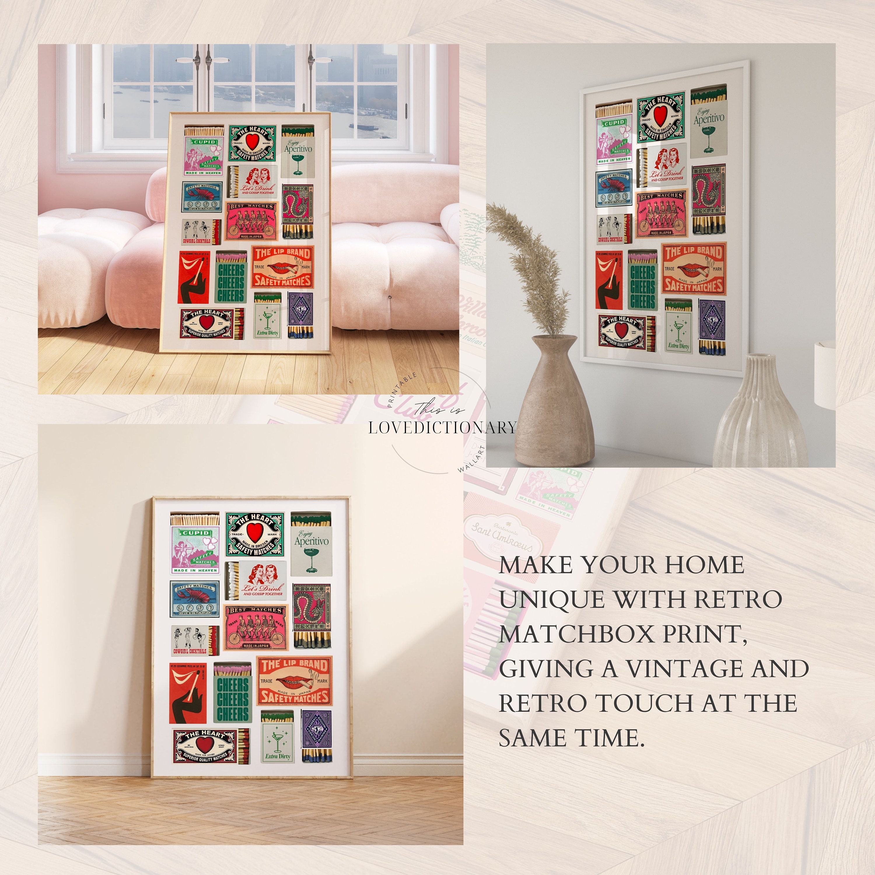 Vintage Matchbox Art Print, Retro Matchbook Poster (digital Download ...