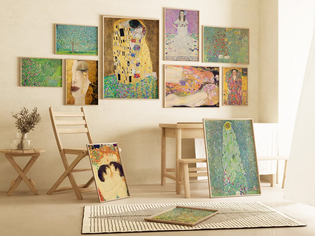 12 Gustav Klimt Prints Decor, Eclectic Gallery Wall Set, Exhibition ...