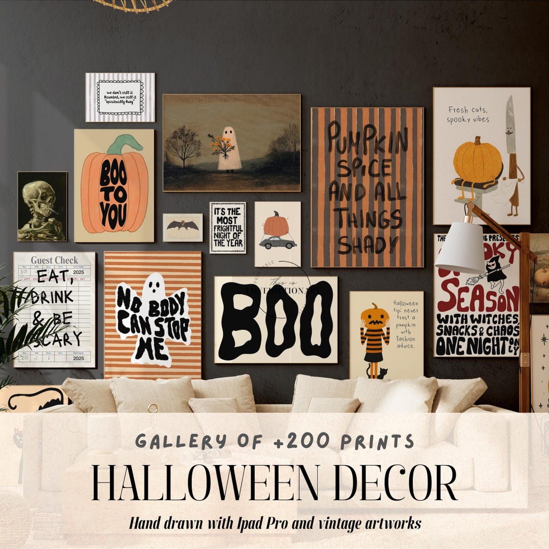 Halloween Wall Art Bundle, Trendy Spooky Decor, Ghost Poster Set ...