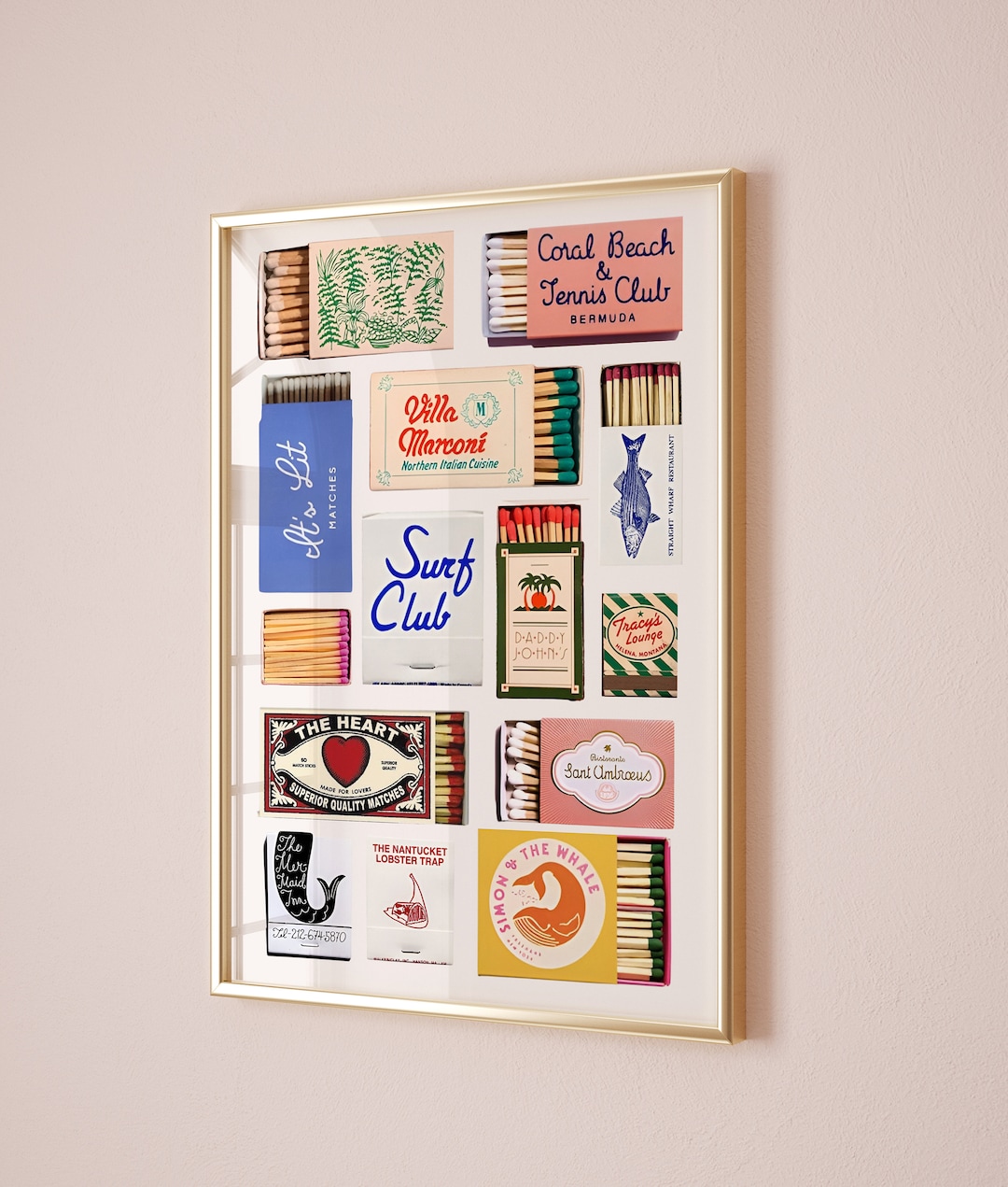 Vintage Matchbox Print, Trendy Matches Poster, Retro Matchbook Wall Art ...