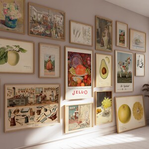 Vintage Kitchen Gallery Wall Set of 200, Kitchen Wall Art, Food Prints ...