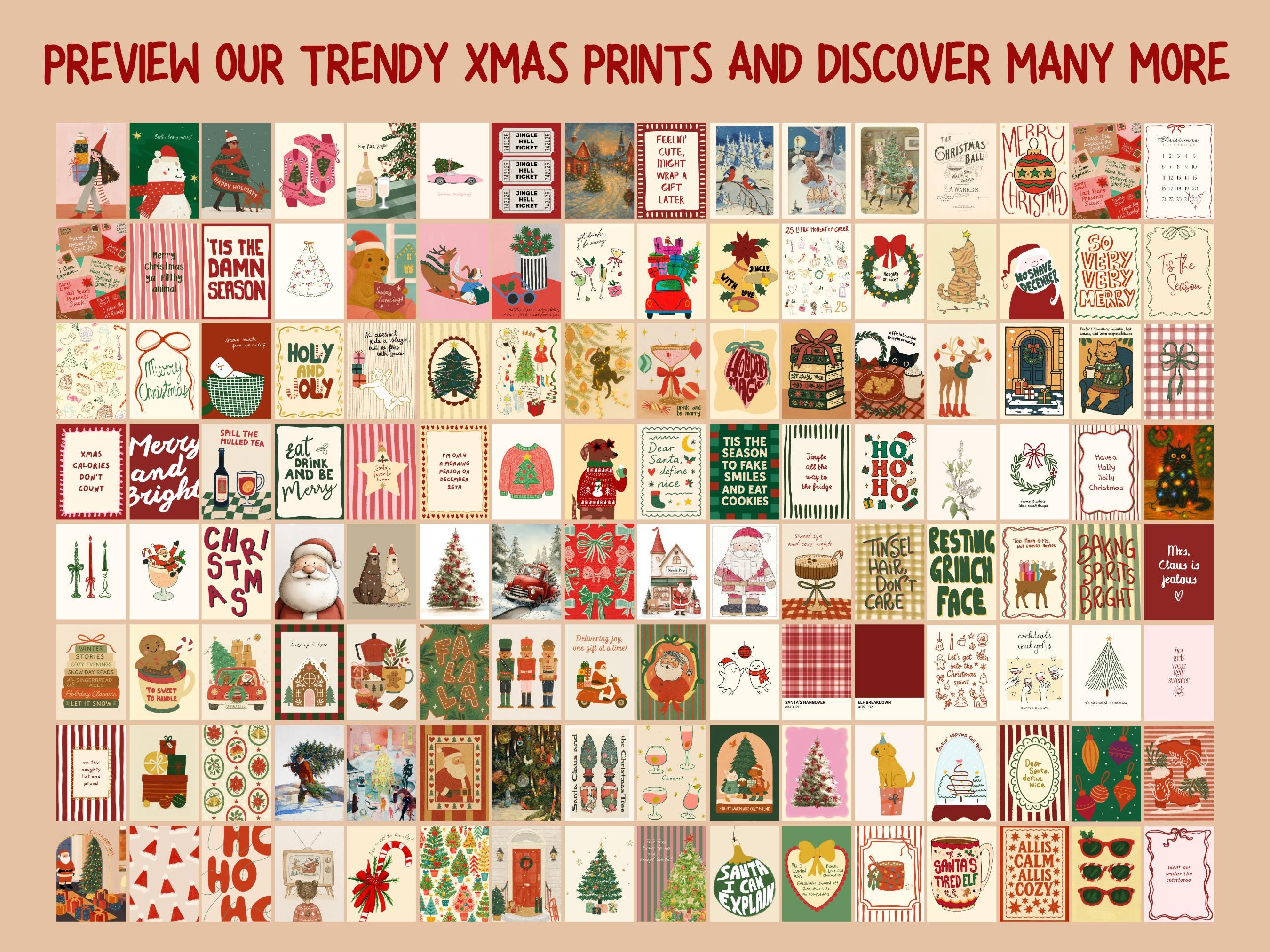Christmas Wall Art Bundle, Christmas Prints, Holiday Decorations ...