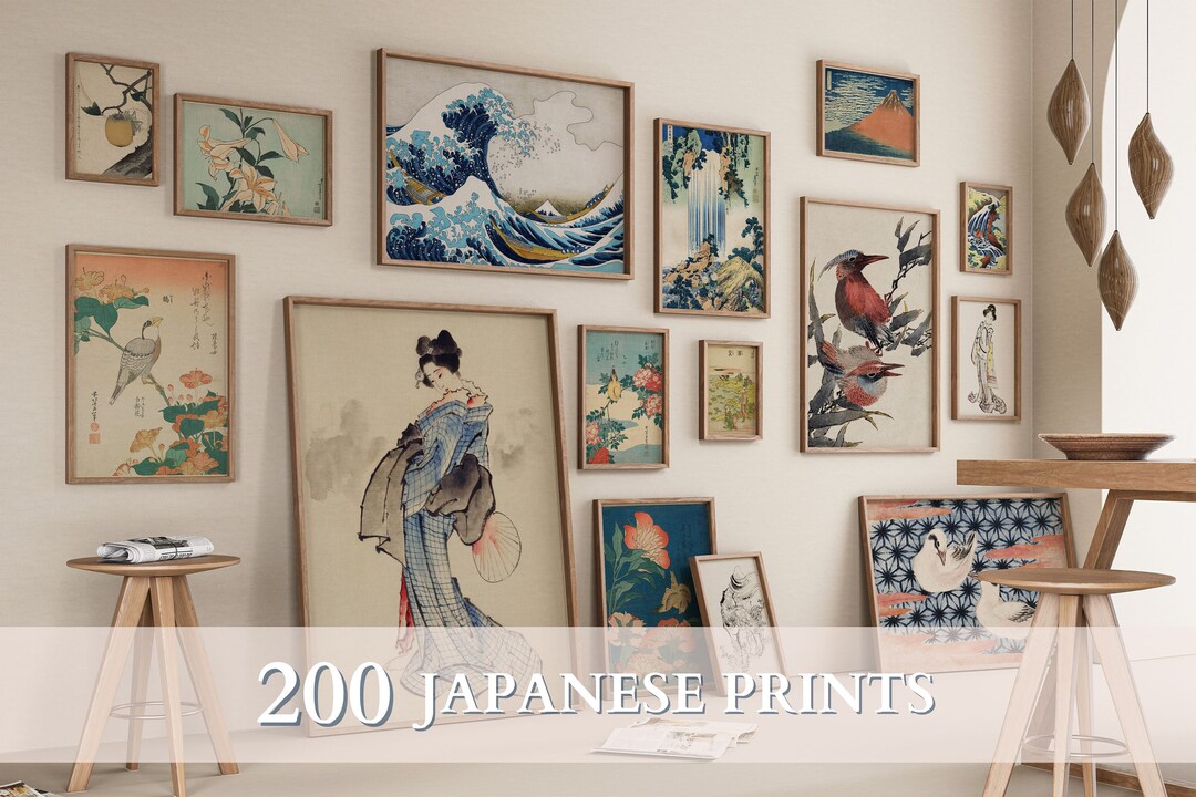 Maximalist Japanese Wall Art, Eclectic Vintage Gallery Wall Set ...
