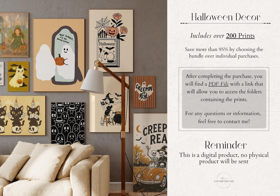 Trendy Halloween Wall Art Bundle, Spooky Ghost, Pumpkin Prints (digital ...