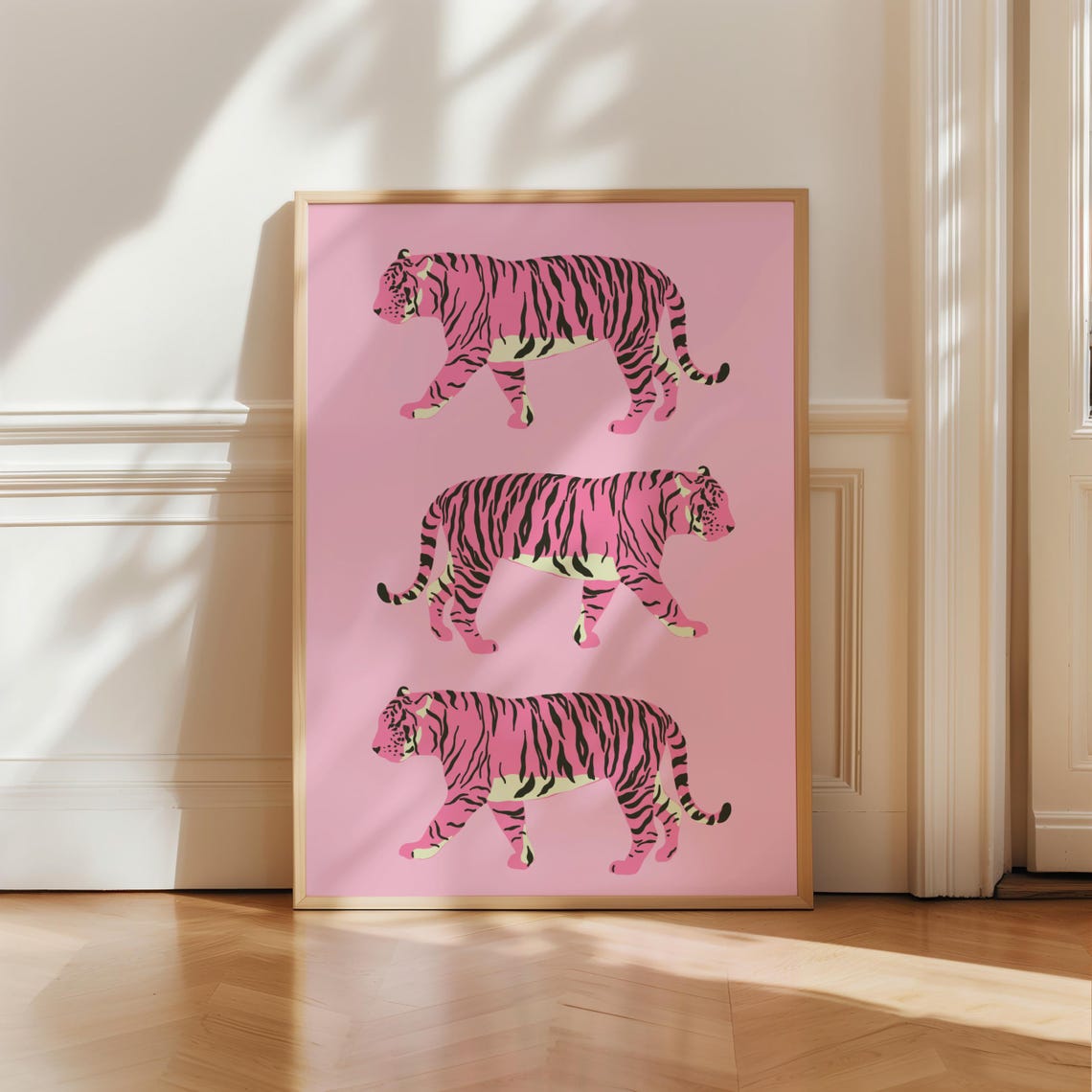 Preppy Pink Tigers Print, Preppy Wall Decor, Trendy Wall Art, Digital ...