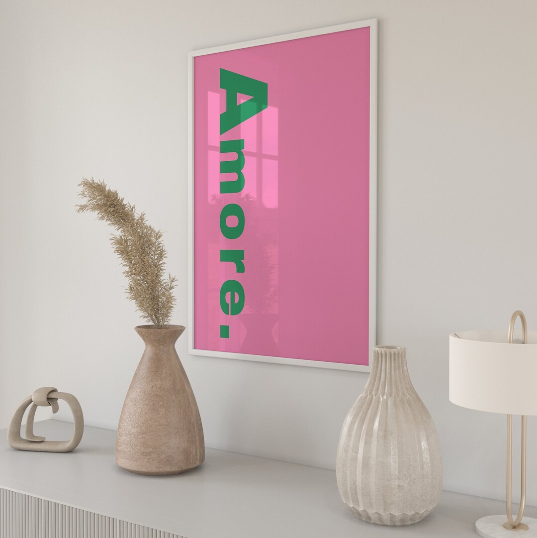 Green and Magenta Pink Amore Printable, French Love Quote Poster ...