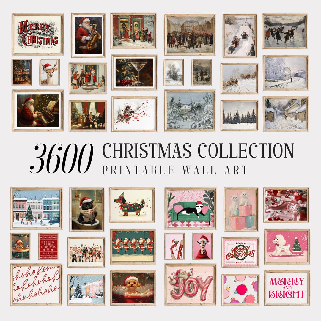 MEGA BUNDLE of Christmas Gallery Wall Art, Christmas Printable Wall Art ...