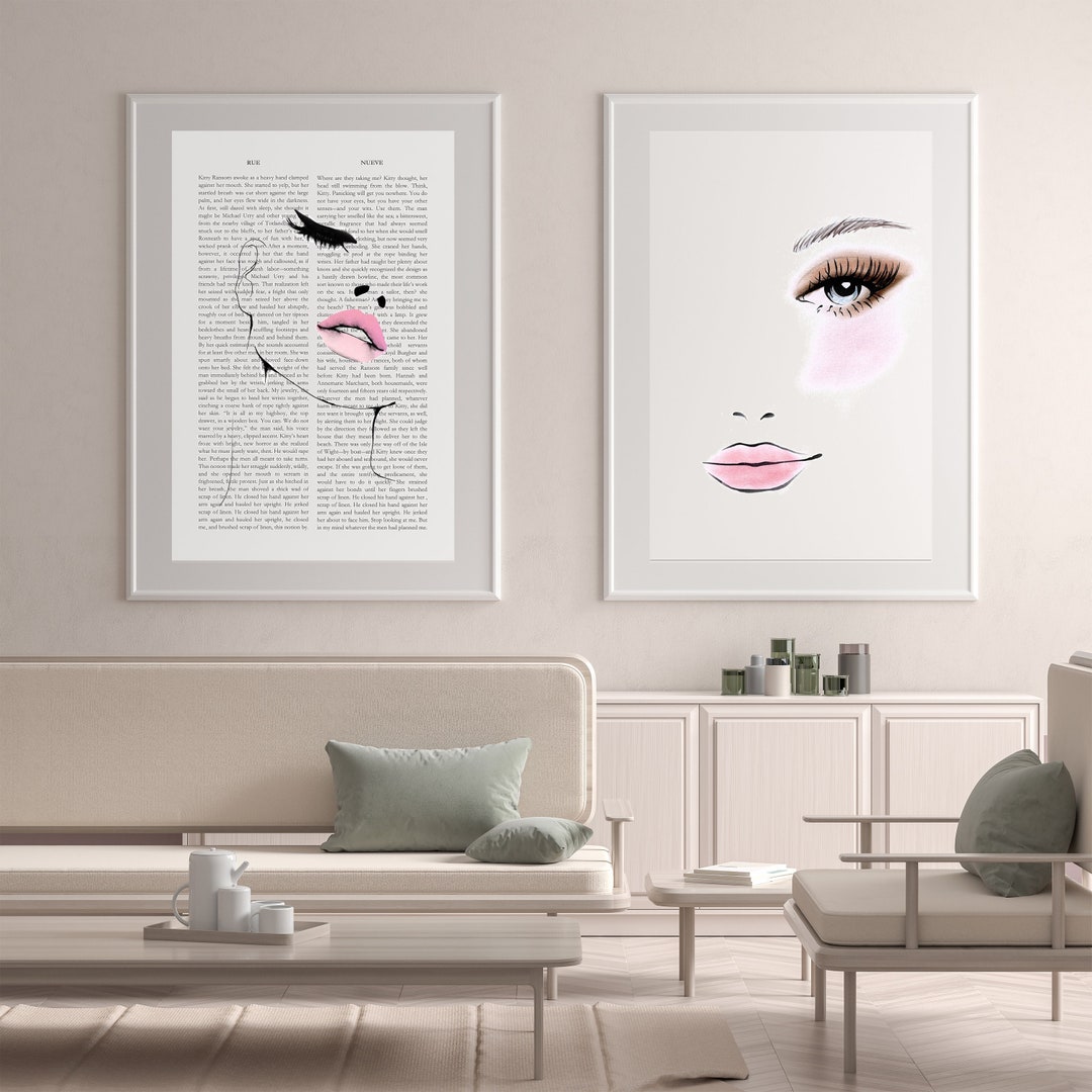 Makeup Line Art, Nacktes Girl, Eyelash Print, Lip Makeup Poster ...