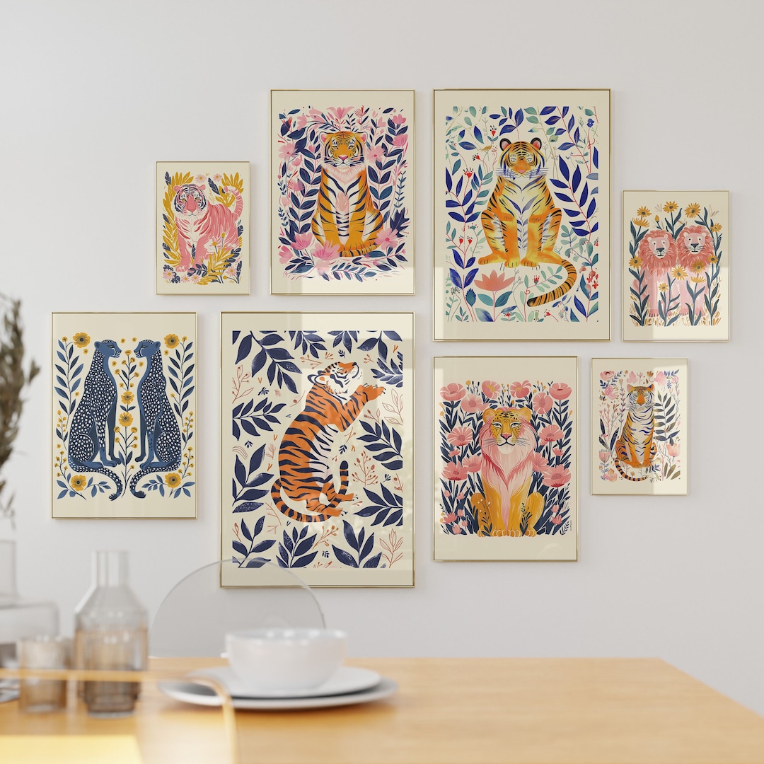 Tiger Art Print, Jungle Illustration, Animal Wall Art, Safari Animals ...