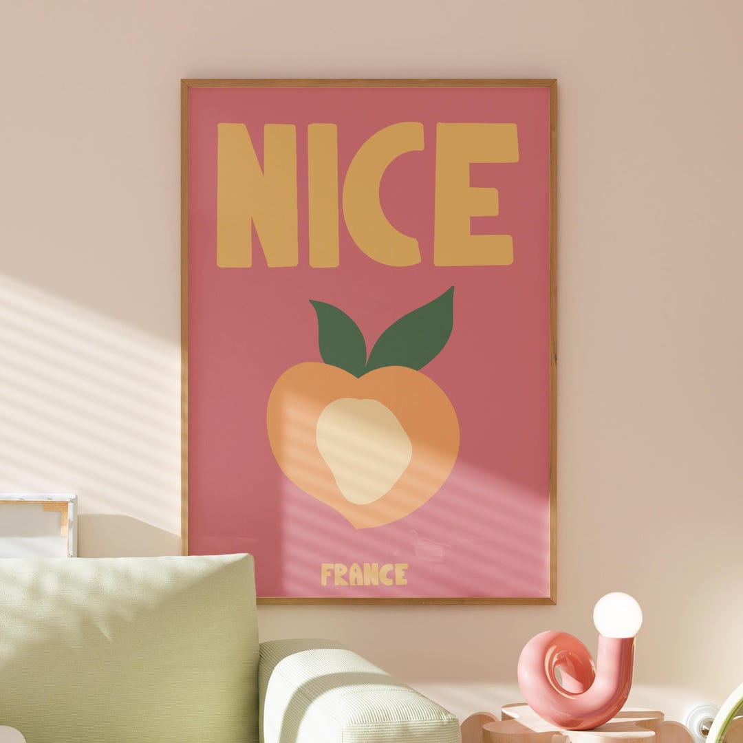 Nice Poster, Preppy Travel Wall Art, Minimal Tropical Print, Preppy ...