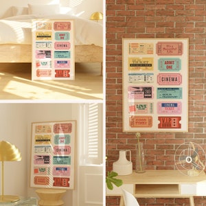 Trendy Wall Art, Pink Retro Print, Life Ticket Stub Poster, Printable College Apartment Poster ...
