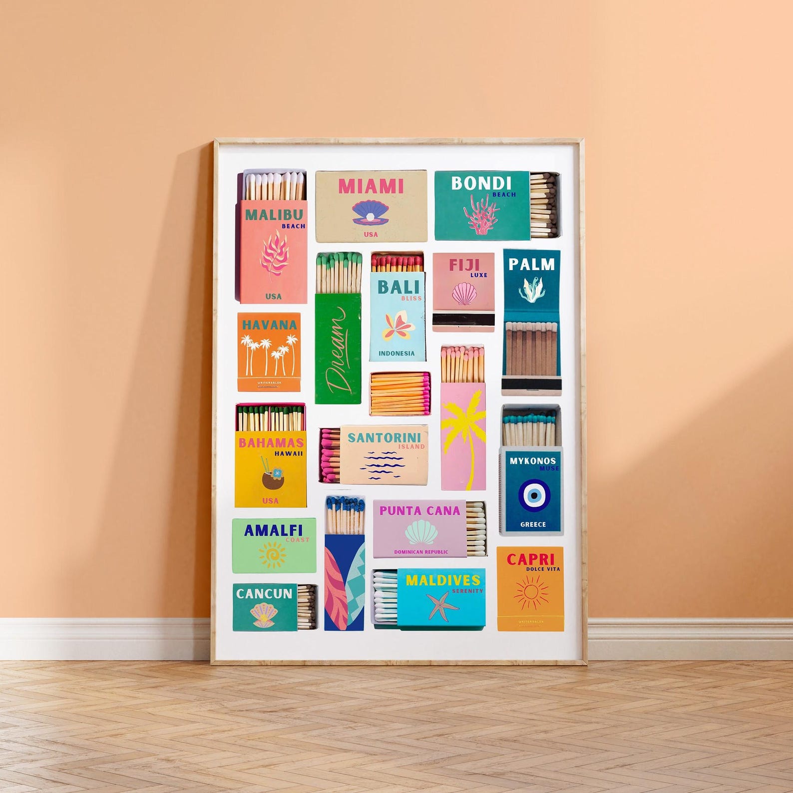 Preppy Travel Matchbox Print, Trendy Matches Poster, Matchbook Wall Art ...