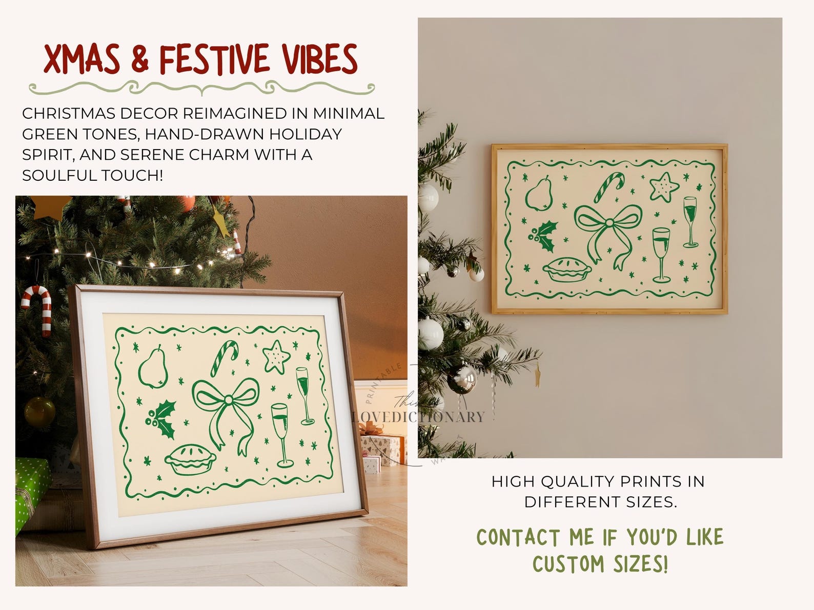 Christmas Holiday Wall Art, Festive Food and Drink Print, Seasonal ...
