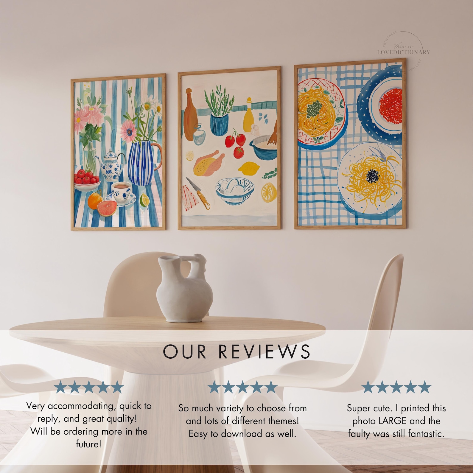 Set of 3 Kitchen Wall Art, Kitchen Print, Food Prints, Modern Kitchen ...
