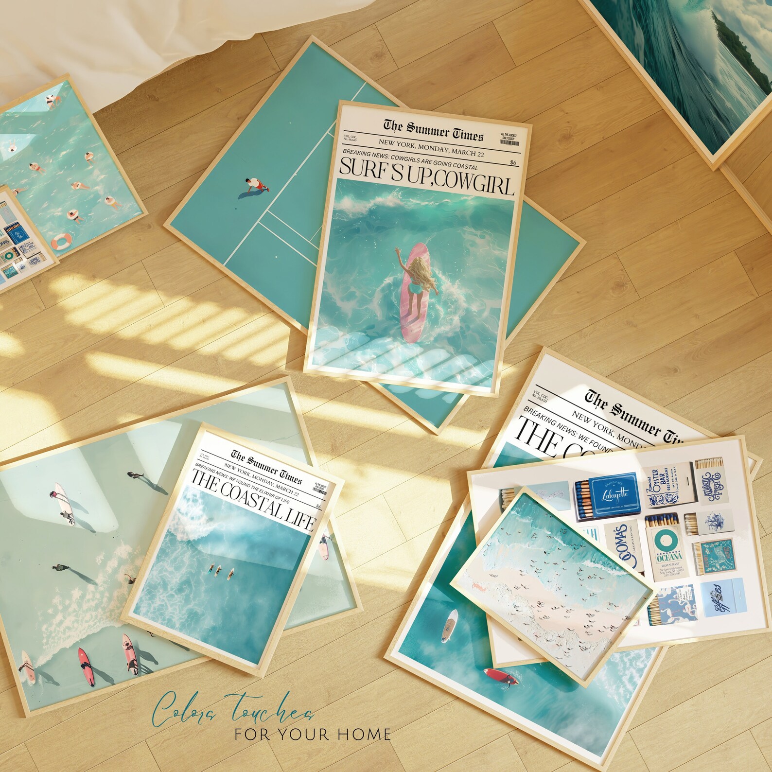 Set of 80 Coastal Life Beach Surf Gallery, Coastal Wall Art, Surf up ...
