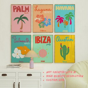 Preppy Beach Posters Set of 6, Preppy Travels Wall Art, College Room ...