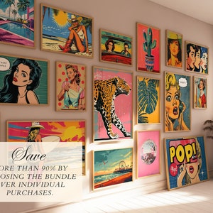 300 Retro Pop Art Wall Collage Kit, Vintage Pop Art Photos Prints, Pop ...