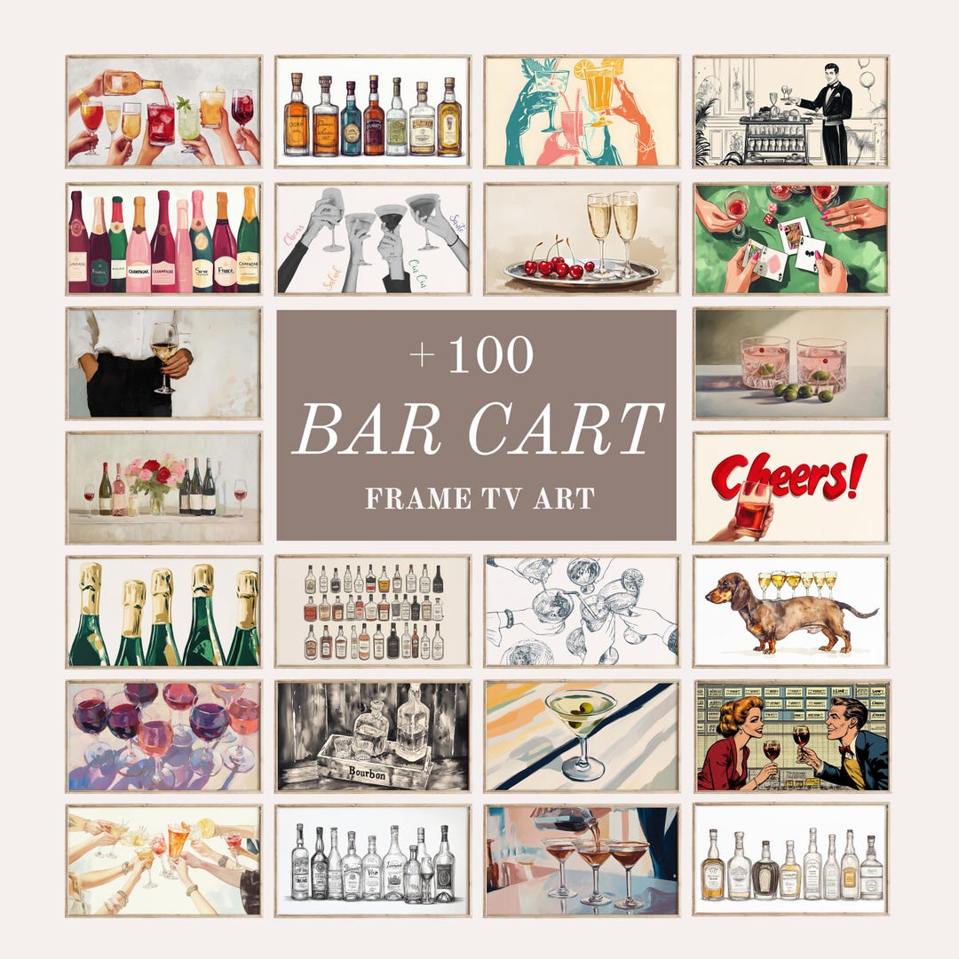 Samsung Frame TV Gallery Wall Set, Bar Cart Frame Tv Art, the Frame Tv ...