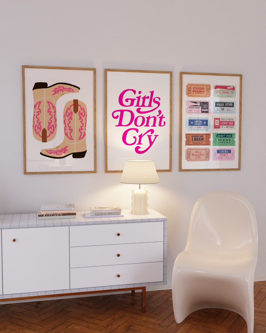 Trendy Wall Art Set of 3 Preppy Poster Prints Pink Orange - Etsy