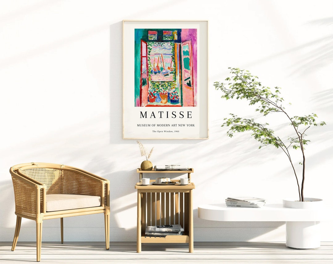 Vintage Matisse Print: Colorful Landscape and Flowers on Open Window ...
