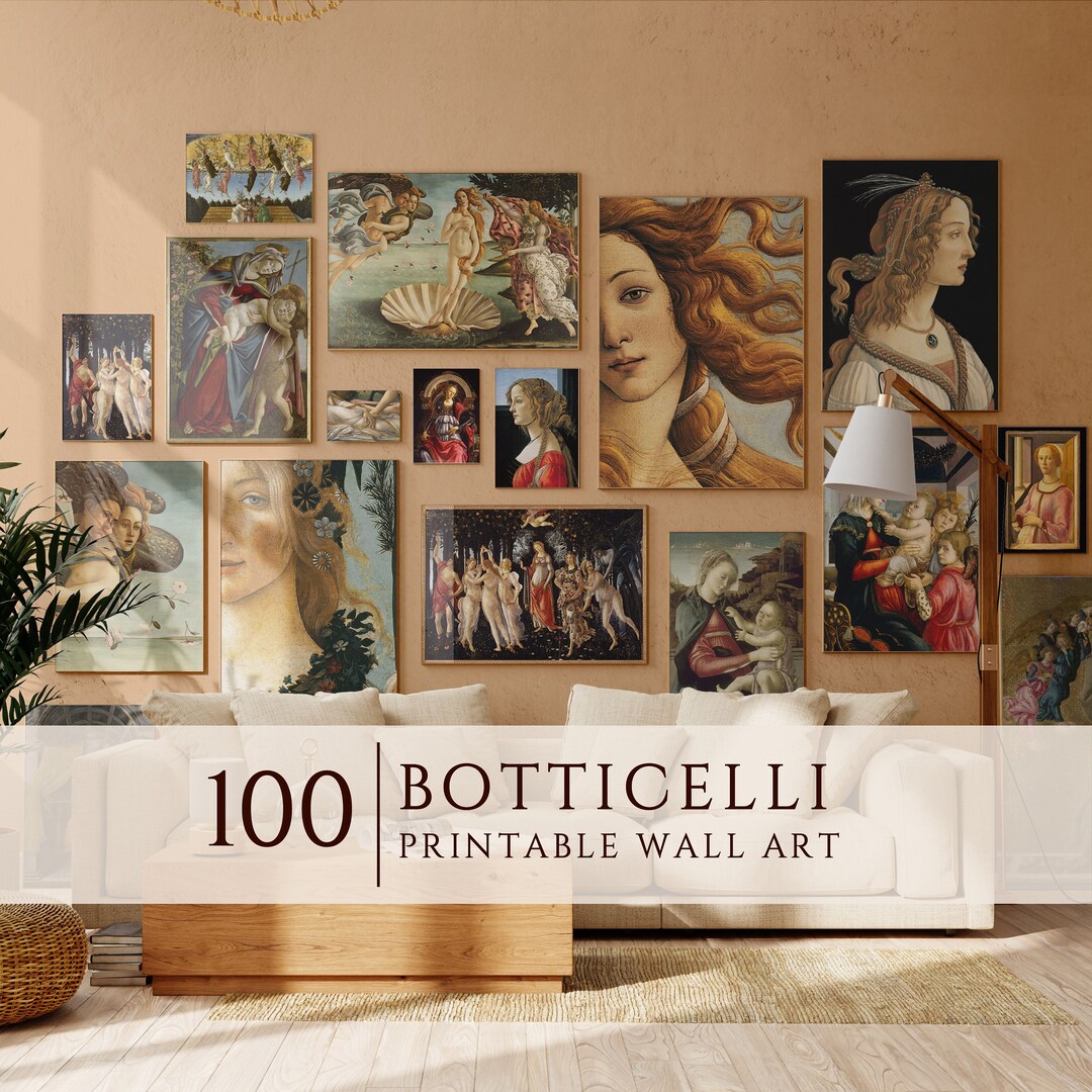 Set of 100 Digital Prints by Botticelli, Vintage Oil Paintings ...