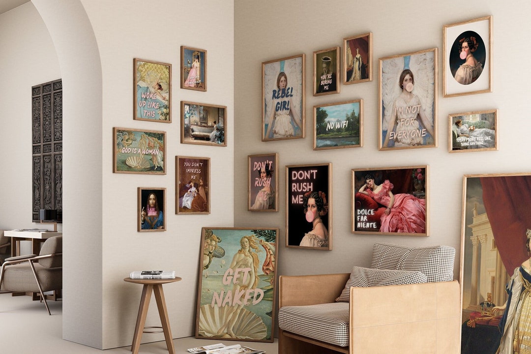 Eclectic Gallery Wall Art Set, Vintage Portrait Prints (digital ...