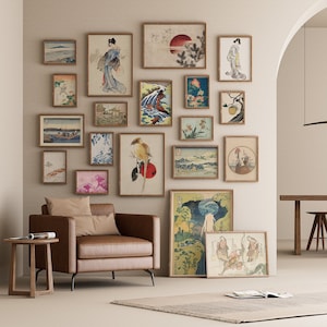 Maximalist Japanese Wall Art, Eclectic Vintage Gallery Wall Set ...