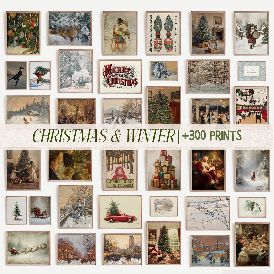 300 Vintage Christmas Prints, Retro Holiday Wall Art (digital Download ...