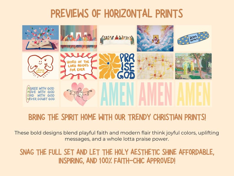 Christian Wall Art Bundle 250+ Trendy Bible Verse Prints, Colorful ...