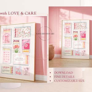 Watercolor Matchbox Print, Trendy Pink Aesthetic Wall Art (digital ...