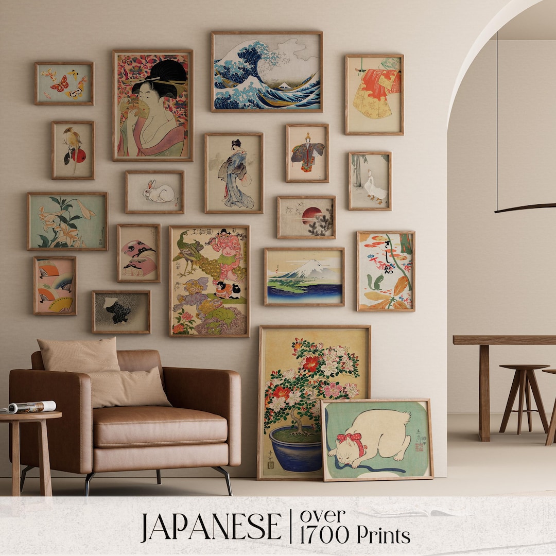 Maximalist Japanese Wall Art, Eclectic Vintage Gallery Wall Set ...