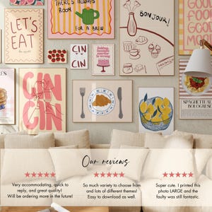 Kitchen Gallery Wall Set Over 100, Kitchen Wall Art, Food Prints, Hand ...