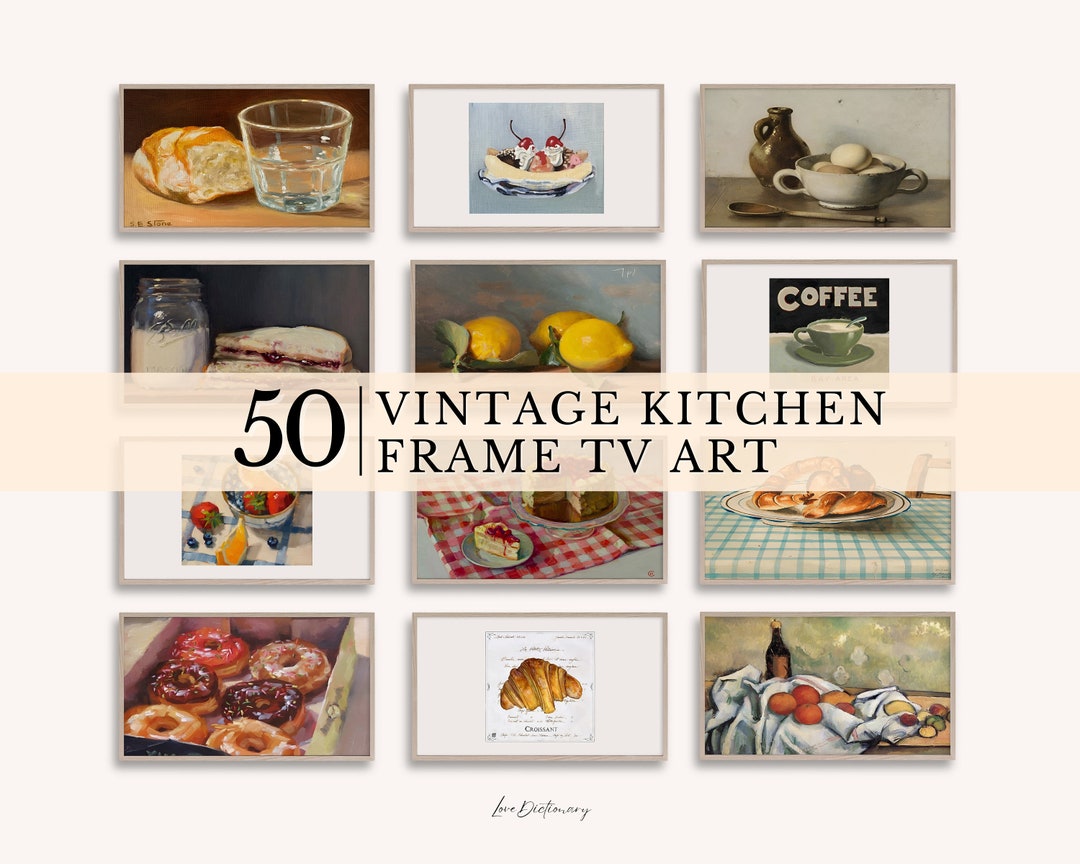 FRAME TV Art Vintage Kitchen Bundle, Vintage Kitchen Paintings, Dining ...