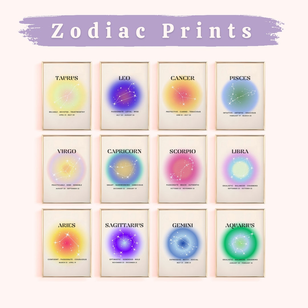 Bundle Star Sign Instant Download Print, Zodiac Art Printable ...