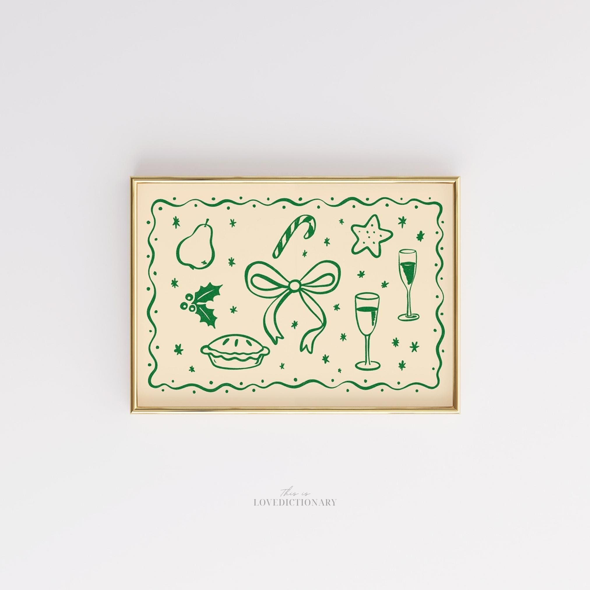 Christmas Holiday Wall Art, Festive Food and Drink Print, Seasonal ...