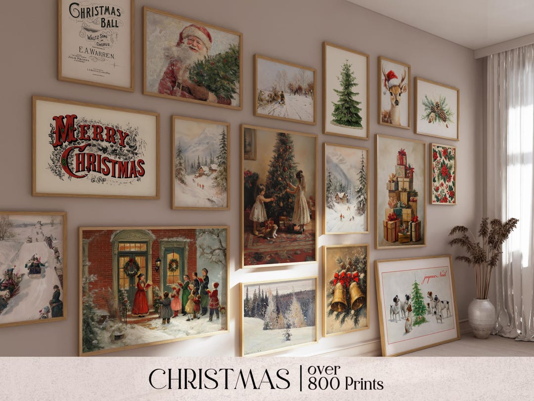 Christmas Gallery Wall Bundle, Christmas Printable Wall Art, Xmas Home ...