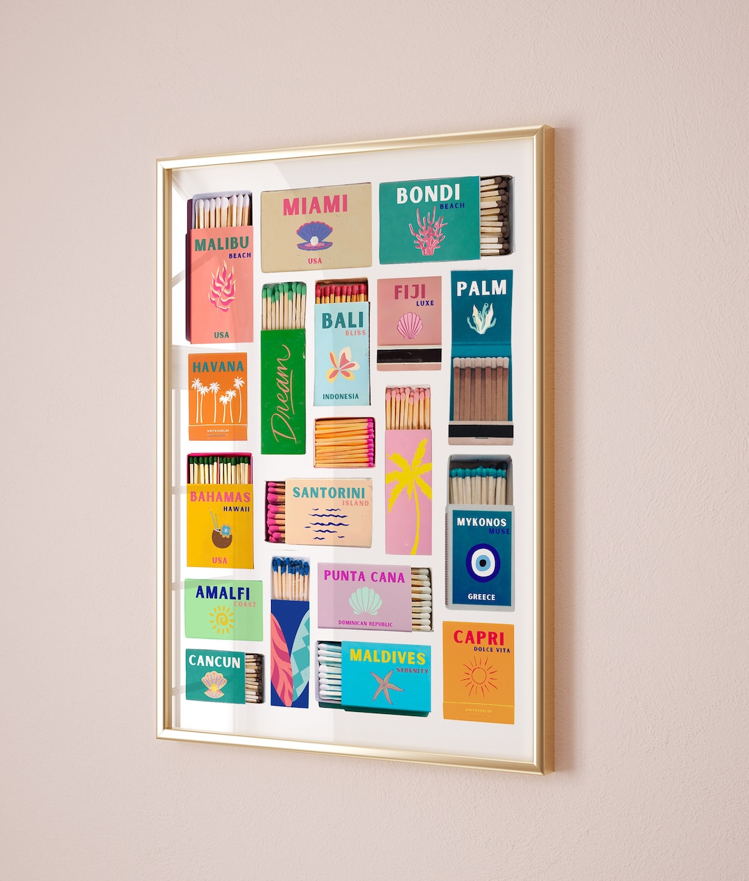 Preppy Travel Matchbox Print, Trendy Matches Poster, Matchbook Wall Art ...