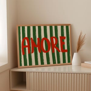 Handwritten Amore Wall Art, Bold Hand Lettered Quote Print, Colorful ...