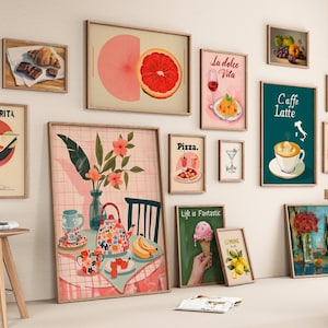 Kitchen Gallery Wall Set of 250, Kitchen Wall Art, Food Prints, Modern ...