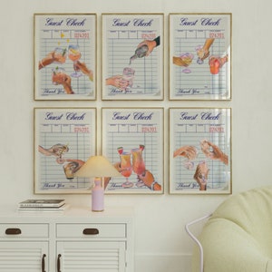 Set of 6 Guest Check Drink, DIGITAL Download Prints, Bar Cart Wall ...