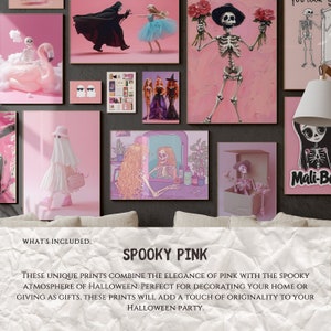 Pink Halloween Prints MEGA BUNDLE, Halloween Wall Art, Dark Academia ...