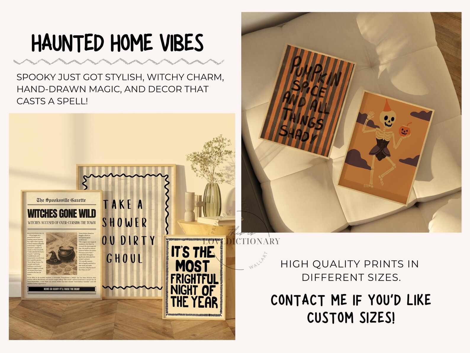 Trendy Halloween Wall Art Bundle, Spooky Ghost, Pumpkin Prints (digital ...
