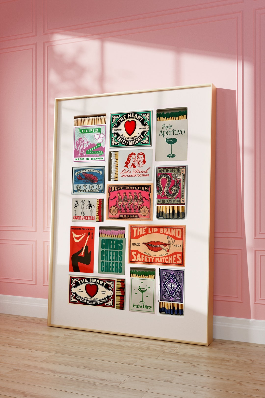 Vintage Matchbox Print, Trendy Matches Poster, Retro Matchbook Wall Art ...