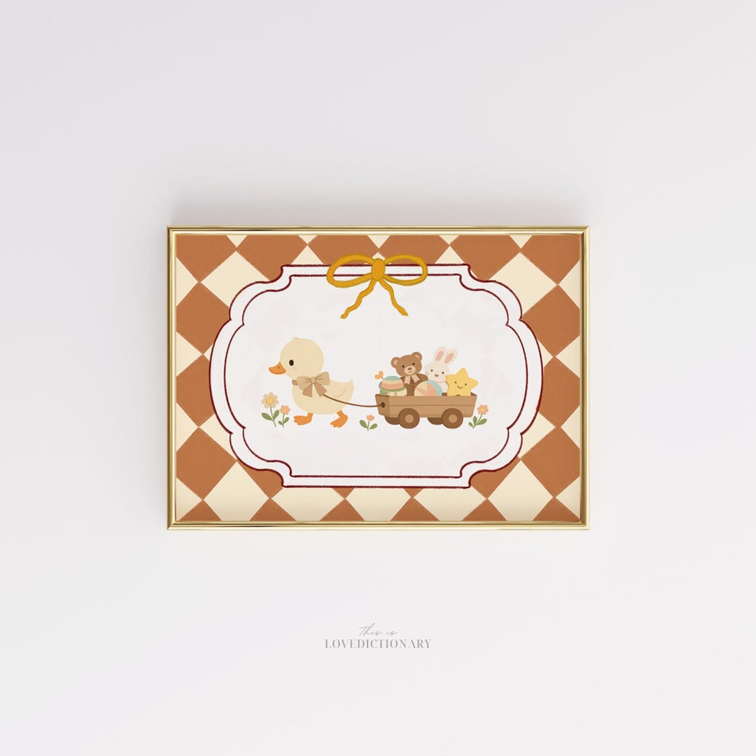 Duck Nursery Wall Art Pulling Toy Wagon, Cute Animal Nursery Print ...