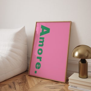 Green and Magenta Pink Amore Printable, French Love Quote Poster ...
