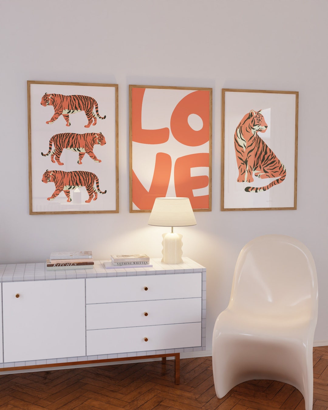 Trendy Wall Art Set of 3 Preppy Poster Prints Orange Wall - Etsy